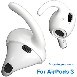 CharJenPro Patented Ear Hooks for AirPods Pro and AirPods 3 (3rd Generation). Stays in Ears, Ultra Comfortable, Covers Never Falls Off. (White & Translucent)