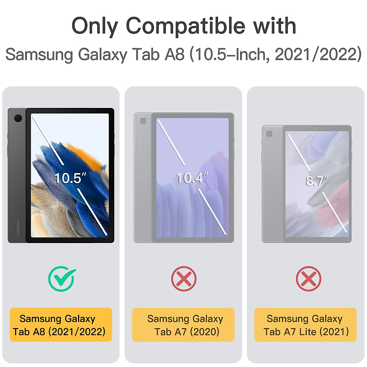 JETech Case for Samsung Galaxy Tab A8 10.5-Inch 2022 (SM-X200/X205/X207), Slim Folio Stand Protective Tablet Cover, Multi-Angle Viewing, Auto Wake/Sleep (Black)