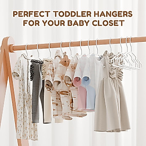 VILICK Kids Plastic Hangers, Baby Clothes Hangers for Closet 50 Packs Non-Slip Toddler Hangers for Infant Child Clothing, Small Children Hangers for Pants Coats Skirts (White)