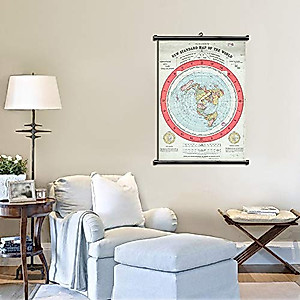 ASENART Flat Retro Earth Map - Gleason's New Standard Map of The World Canvas Print Scroll Poster with Black Plastic Scroll Hanger Ready to Hang-12"x18"