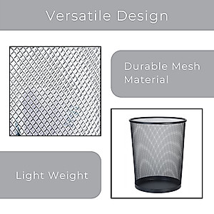 Smart Design Steel Mesh Waste Basket - Set of 12-11.75 x 13.75 Inch - Black