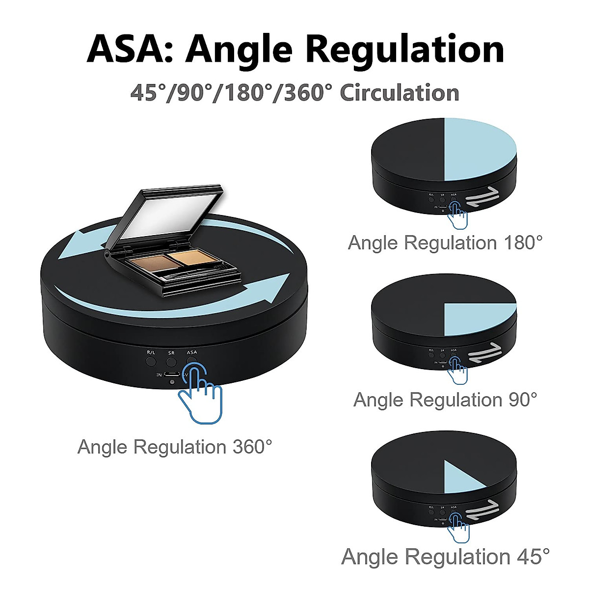 Mcbazel 360 Degree Rotating Display Stand, 5.4 Inch Motorized Spinning Platform, Electric Lazy Susan, Turntable Table Base for Photography, Jewelry, Watch, Cup - Max Load 3kg, Black