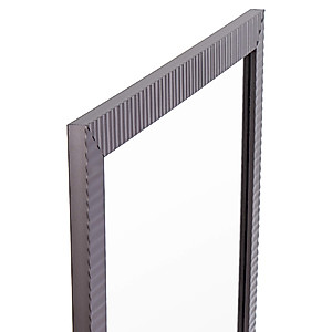 Truu Design Decorative Ridged Metallic Rectangular Wall Mirror, 16 x 20 inches, Grey