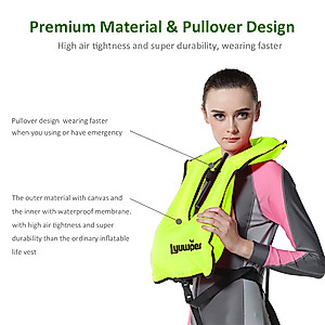 Lyuwpes Inflatable Snorkel Vest Adult Snorkeling Jackets Free Diving Swimming Safety Load Up to 220 Ibs Green