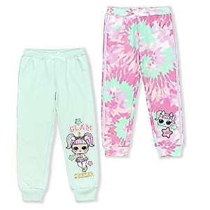 L.O.L. Surprise! Dolls 2 Pack Jogger Sweatpants for Little Girls – Aqua or Pink