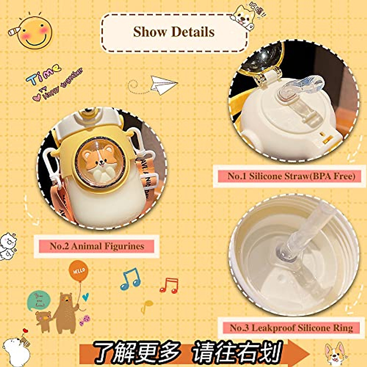 JHTPSLR Large Kawaii Capsule Water Bottle with Straw and Strap 28oz Cute Bunny Figurines Water Bottle for Kids Teen Girls School Sports Portable Water Bottle with Handle Leakproof Lid (Purple Bunny)