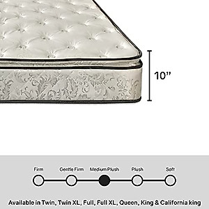 Continental Sleep 10-Inch Medium Plush Pillowtop Innerspring Mattress, Full XL, Beige