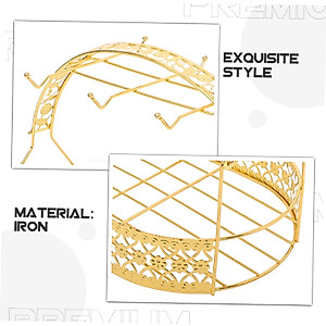 BESTonZON Wrought Iron Coffee Mug Cup Holder Stand Dishes Organizer Rack for Counter Cabinet Table for Kitchen Restaurant Office - 33.3 x 29.2 x 20cm (Golden)