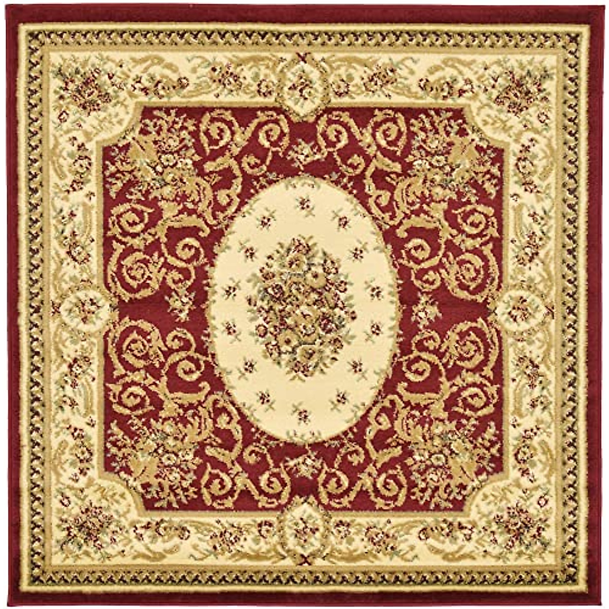 Unique Loom Versailles Collection Traditional Classic Medallion Motif Area Rug (4' 0 x 4' 0 Square, Burgundy/ Ivory)