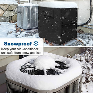 AKEfit Air Conditioner Cover for Outside, Heavy Duty Waterproof AC Defender with Durable Oxford Fabric, Veranda AC Protector… (Beige, 34W x 34D x 30H)