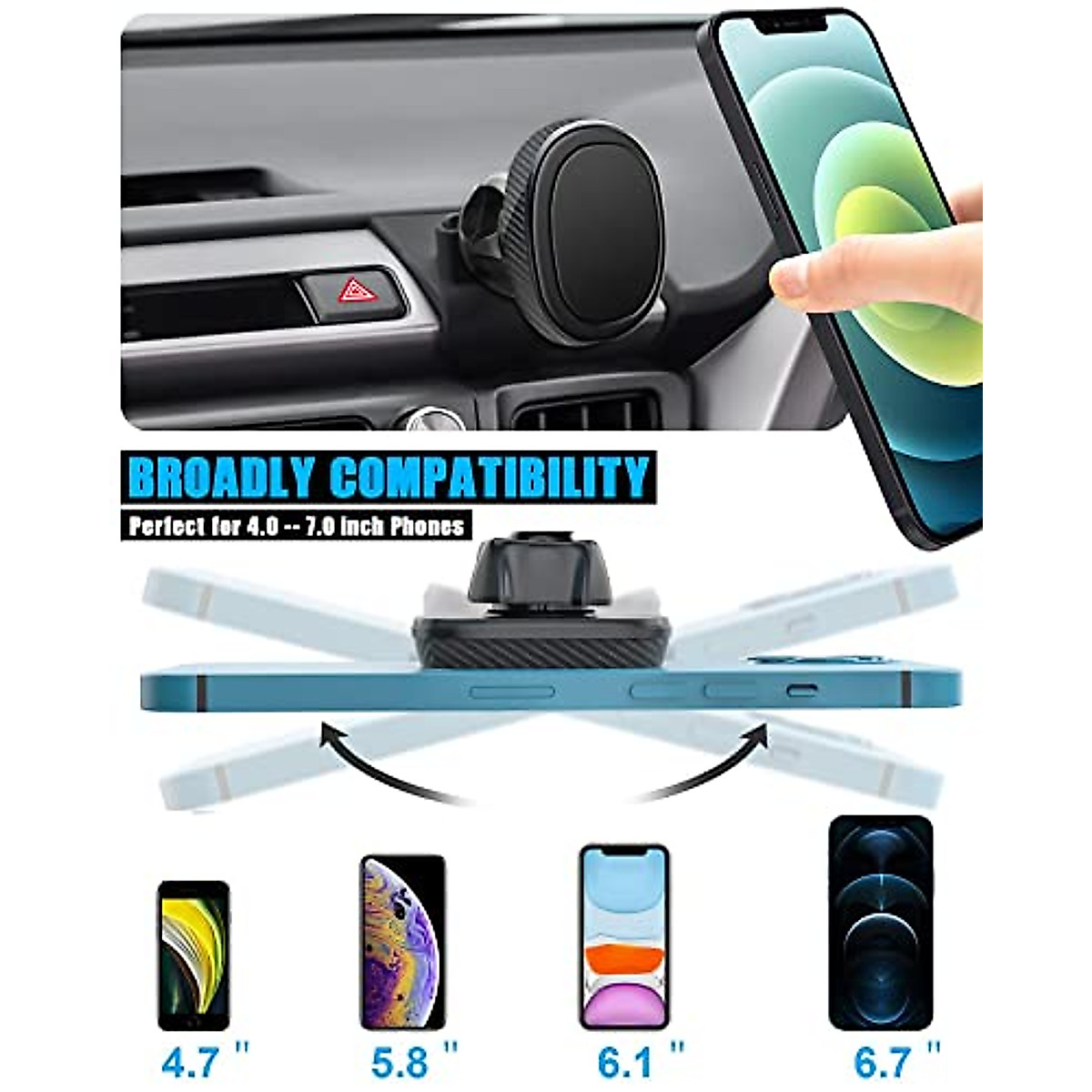 VE VE POWER Car Phone Holder, Air Vent Hands Free Adjustable Phone Stand, Auto Cradles Dashboard Mount for Toyota RAV4 2013-2018, Custom Magnetic Navigation Bracket for All Smartphone, for iPhone