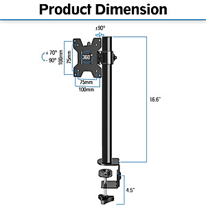 MOUNTUP Single Monitor Mount, Adjustable Monitor Stand for Max 32 Inch Flat Curved Computer Screen, Monitor Arm Desk Mount Fit VESA 75x75& 100x100, up to 17.6lbs, with C-Clamp and Grommet Base, Black