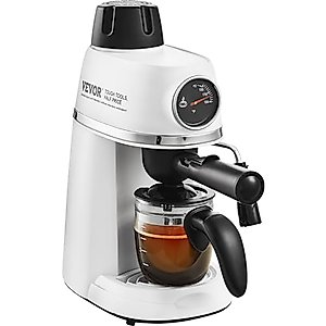 VEVOR Espresso Machine, 3.5 Bar Espresso Maker with Milk Frother Steam Wand, 4-Cup Professional Coffee/Espresso Machine with Temp Gauge for Latte Cappuccino, NTC Control System