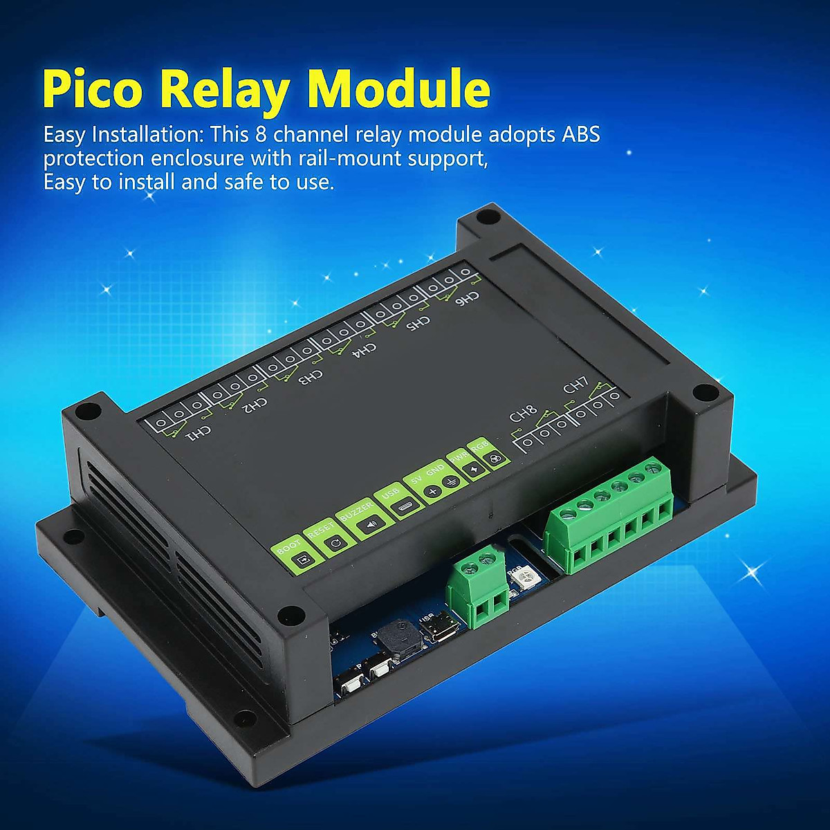 8 Channel Relay Module, 5V Relay Module Power Isolation Photocoupler Isolation USB Port Boot Pin Pico Relay Module for Raspberry Pi Pico