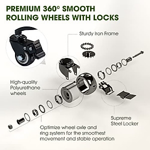 Idzo Round Heavy Duty Plant Caddy with Wheels, Cast Iron Plant Dolly, Plant Stand with Wheels, Load Capacity 180 Lbs, Repositioning Heavy Pots, Hauling Heavy Household Items, 14 Inch - Black