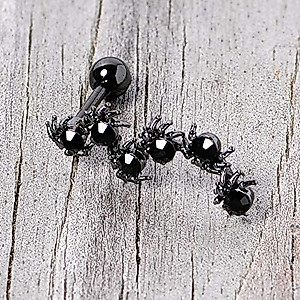 Body Candy 16G Womens 6mm Black PVD Steel Clear Accent Spiders Cartilage Earring Helix Tragus Jewelry 1/4"