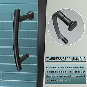 GroGro 44-48" W x 71" H Piovt Swing Glass Shower Door,Pivot Semi-Frameless Glass Shower Door with 1/4"(6mm) Clear SGCC Tempered Glass,Matte Black Finish Shower Doors,Reversible Installation