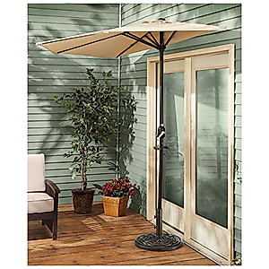 CASTLECREEK Half Round Patio Umbrella, Outdoor, Garden, Deck, Balcony Shade 8’, Red