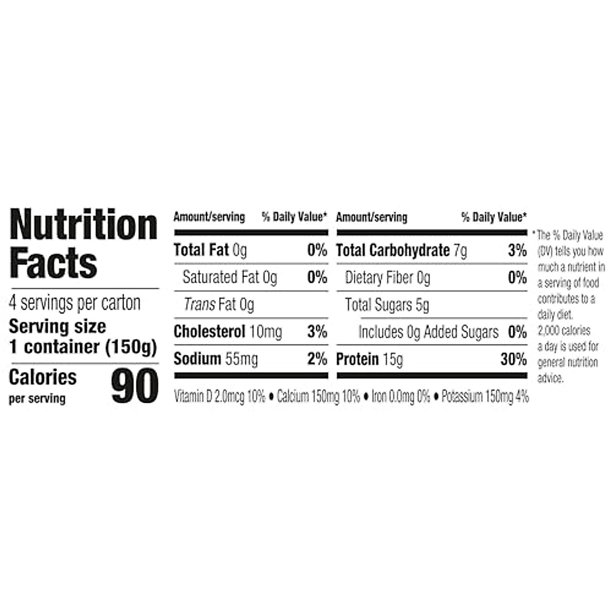 Oikos Triple Zero Vanilla Nonfat Greek Yogurt Pack, 0% Fat, 0g Added Sugar and 0 Artificial Sweeteners, Just Delicious High Protein Yogurt, 4 Ct, 5.3 OZ Cups