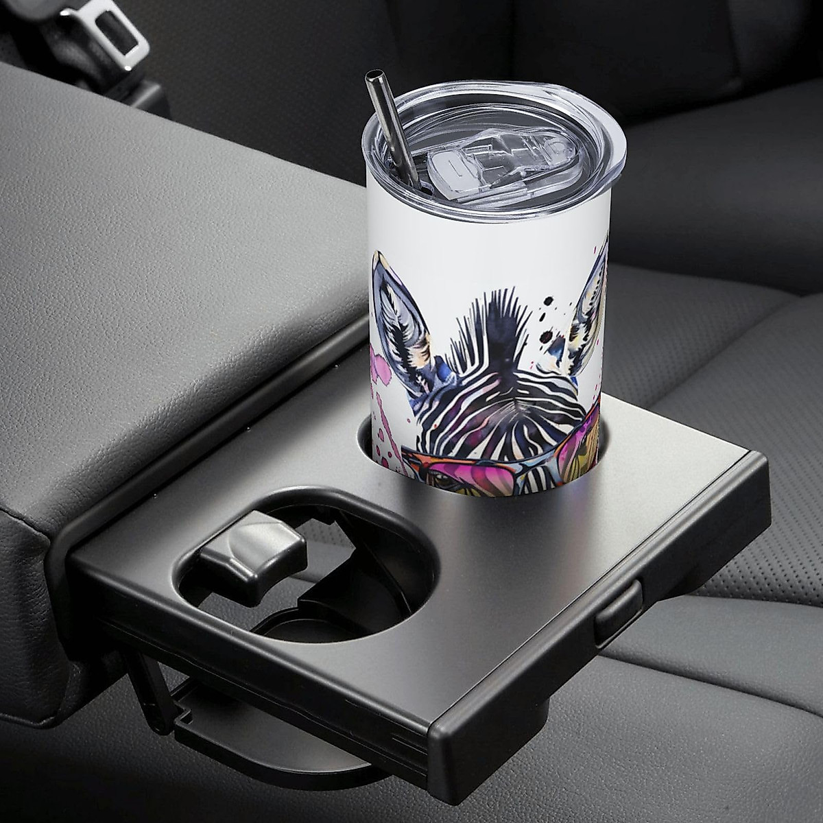 Tangopi Splash Zebra 20 oz Tumbler with Lid and Straw Insulated Travel Coffee Mug Reusable Spill Proof Coffee Cups Stainless Steel Water Bottle for Hot and Cold Drinks