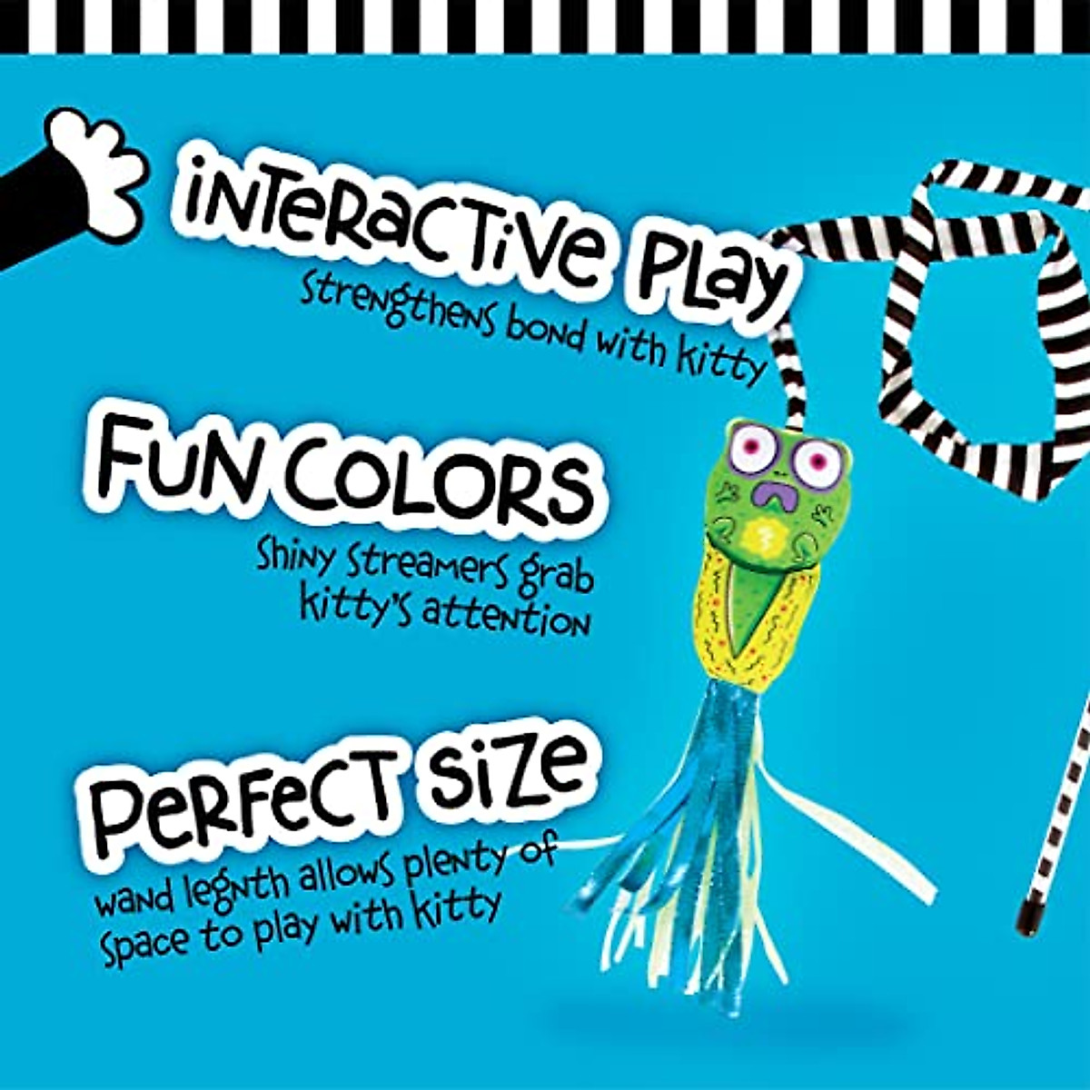 FAT CAT Interactive Cat Toys - Tadpole Cat Wand Stuffed with 100% Organic Catnip