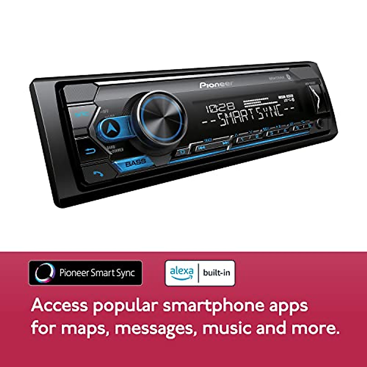 Pioneer MVH-S322BT Amazon Alexa, Pioneer Smart Sync, Bluetooth, Android, iPhone - Audio Digital Media Receiver