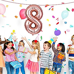 Number 8 and Number 0 Balloons, 40 Inch Rose Gold Number Balloons, Large Digital 80 Balloon, Foil Mylar Balloons Decorations for Birthday Party, Wedding, Anniversary, Graduations