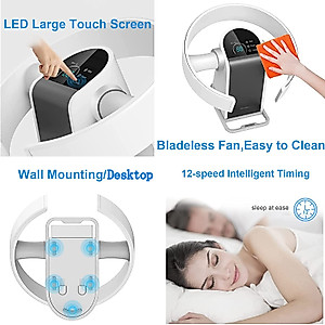 Desk Fan - Wall Mount Bladeless Fan Personal Cooling Fan, 12 Inch Table Fan, 9 Speeds, 90° Oscillating Quiet Floor Fan with Remote for Office, Bedroom