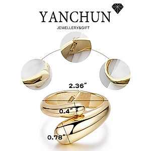YANCHUN Gold Chunky Bracelet for Women Cuff Bangle Bracelets Hinge Gold Polished Frosted Bracelets Irregular Wrist Cuffs for Teen Girls