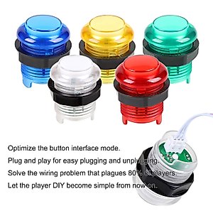 EG STARTS 2 Player Arcade Games DIY Kit Parts 2 Ellipse Oval Joystick Handles + 20 LED lit Arcade Buttons (Red & Blue Kit)