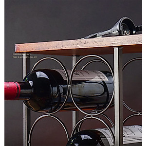 Fadak Wine Rack with Glass Stand, Countertop Wine Rack, Wooden Wine Rack with Trays, Perfect Home Decor & Kitchen Storage Rack, etc. (A)
