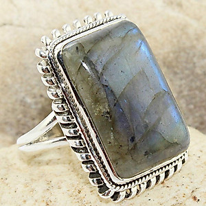 SEniutarm Engagement Love Rings Wedding Bands Retro Rectangle Faux Gemstone Women's Finger Ring Party Banquet Jewelry Gift for Women/Girl Finger Rings DIY Jewelry Gifts - Blue US 9