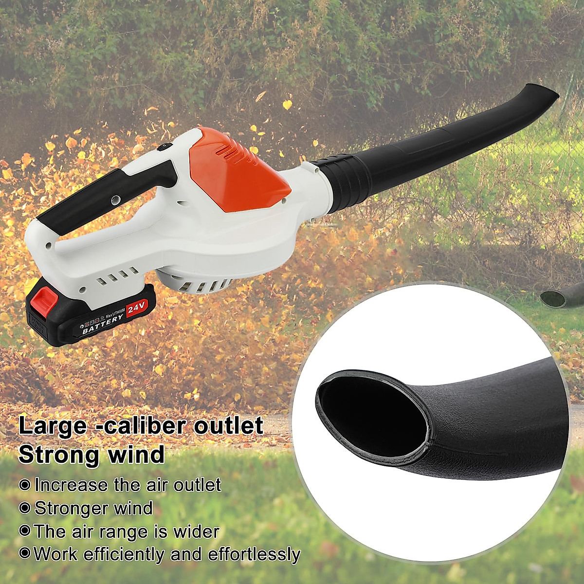 24V Cordless Leaf Blower with 2 X 1.5 Ah Battery & Charger, 150MPH Electric Handheld Leaf Blower for Lawn Care, Leaves & Snow Blowing (Orange)