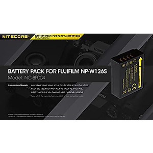 Nitecore NC-BP004 Camera Battery Compatible Fujifilm NP-W126S Compatible with Fujifilm X-Pro3 X-Pro2 X-Pro1 X-T3 X-T2 X-T1 X-T100 X-T10 X-T20 X-T30 X-a7 X-a5 X-a3 X-a2 X-a1