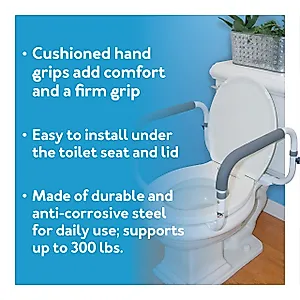 Carex Toilet Safety Frame - Toilet Safety Rails With Adjustable Width - Toilet Rails For Elderly, Handicap, Home Health Care Equipment After Surgery, Supports 300lbs
