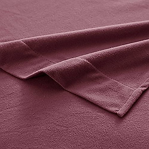 Flannel Sheets Warm and Cozy Deep Pocket Breathable All Season Bedding Set with Fitted, Flat and Pillowcases, King, Burgundy Red