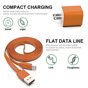 Xivip Replacement Charge 4 Charging Cord Charger Adapter Compatible with JBL Charge 4, JBL Charge 5, JBL Flip 4, JBL Flip 5, JBL Pulse 4, JR POP, Endurance Peak Wireless Speakers, Orange, 3.3ft
