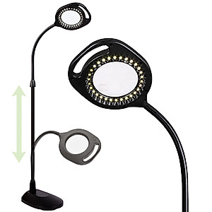 OttLite 2-in-1 LED Magnifier Floor and Table Light | Task Lamp, Craft Lamp | 2X Optical Grade Magnifier, 4X Spot Magnifier, Natural Daylight LEDs | Home, Office, Workshop, Dorm
