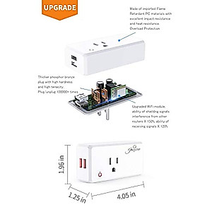 Jinvoo Smart Plug,WiFi Outlet Mini Socket 16A Work with Alexa and Google Home, Remote Control,Smart Plug Outlet with 2 USB Ports, Voice Control Remote Control, Timing Function