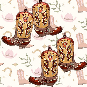 8Pcs Western Themed Party Balloons Cowgirl Boots Balloons Pink Bows Balloons for Western Themed Boots or Bows Gender Reveal Birthday Baby Shower Party Decorations Supplies