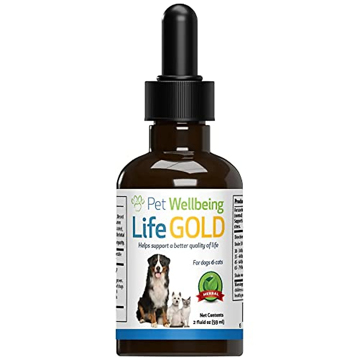 Pet Wellbeing Life Gold for Cats - Vet-Formulated - Immune Support and Antioxidant Protection - Natural Herbal Supplement 2 oz (59 ml)