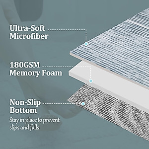 HOMBYS 9x12 Thickened Memory Foam Area Rug for Living Room Bedroom, Large Modern Abstract Floor Carpet for Indoor, Boho Home Deco Non-Shedding, Grey, Machine Washable