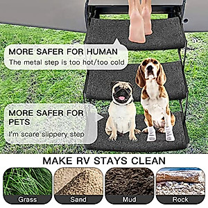 OKBA RV Step Covers Wrap Around, RV Camper Step Covers for 22 Inch RV Camper 8-10" Deep Radius Steps Only - 3 Pack Gray RV Step Rug Carpets
