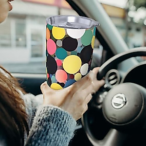 WXZYFP Car cup (single silver rim), can use a straw or drink directly, easy to use.Abstract painting of circles
