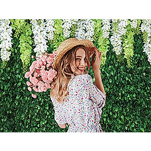 CHAIYA 10x8ft Greenery Backdrop with Flowers Green Leaf White Flower Photo Backdrops Bridal Shower Backdrop for Wedding Backdrops Reception Ceremony Birthday Party Decoration CY-027