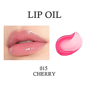 KYDA Hydrating Lip Glow Oil, Moisturizing Lip Oil, Glossy Transparent Plumping Lip Gloss, Tinted Lip Oil for Lip Care and Dry Lips-Cherry