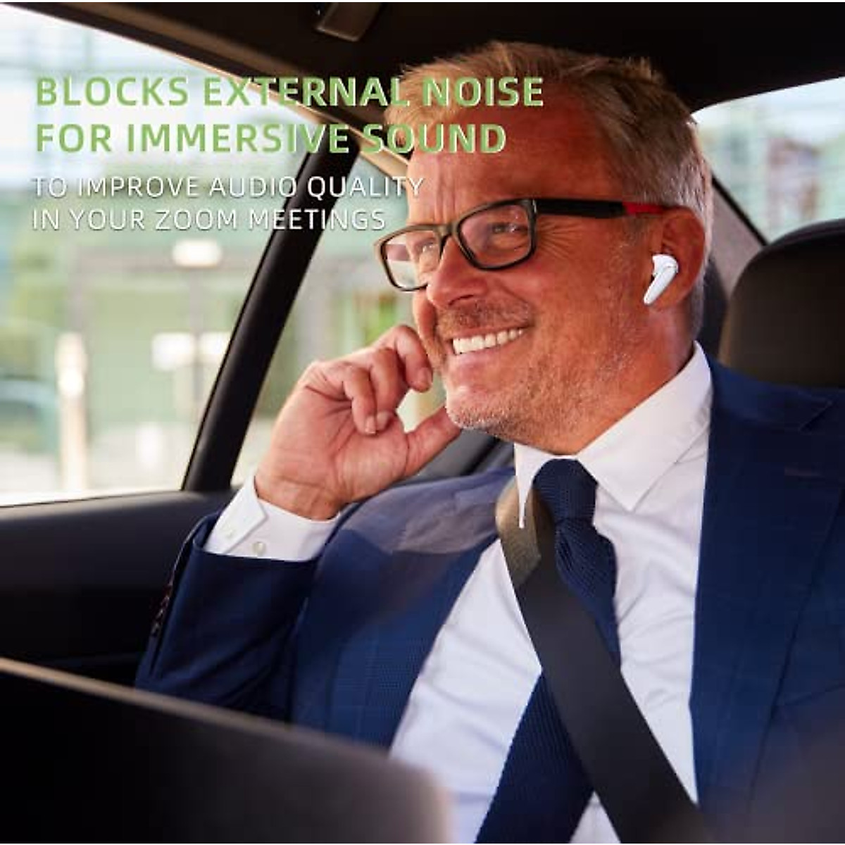 SHINDAY X18 Wireless TWS in-Ear 4 Microphones Stereo Earbuds Bluetooth Headphones Advanced Active Noise Cancellation Touch Control Compatible with Apple Andriod Microsoft Wireless Charging White