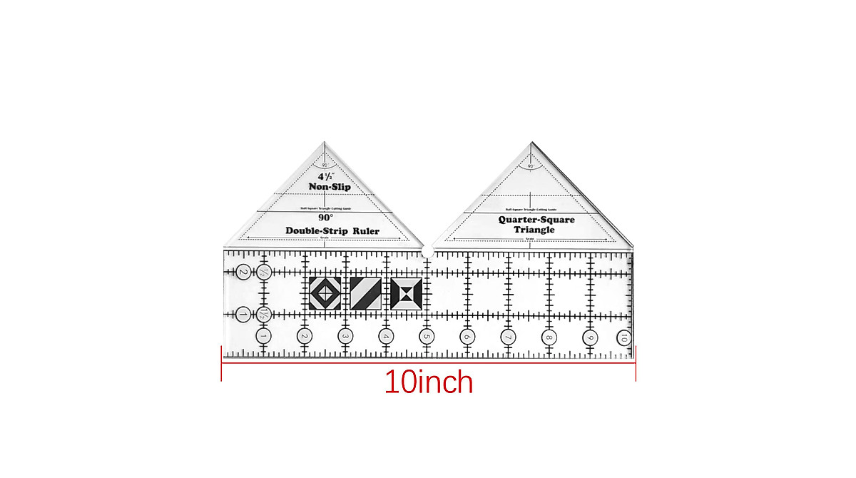 90 Degree Double Strip Ruler for Quilting and Sewing
