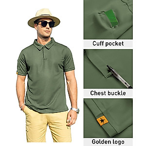 ZITY Mens Polo Shirt Short Sleeve Sports Tactical T-Shirt Athletic Golf Polos Daily Casual Stylish Collared Shirts for Men Green Medium