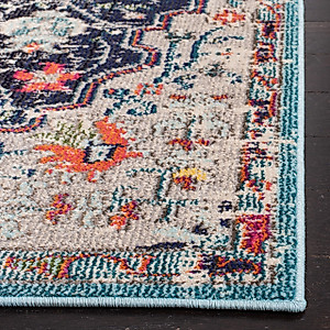 SAFAVIEH Madison Collection Area Rug - 5'3" x 7'6", Black & Teal, Boho Chic Medallion Distressed Design, Non-Shedding & Easy Care, Ideal for High Traffic Areas in Living Room, Bedroom (MAD447Z)